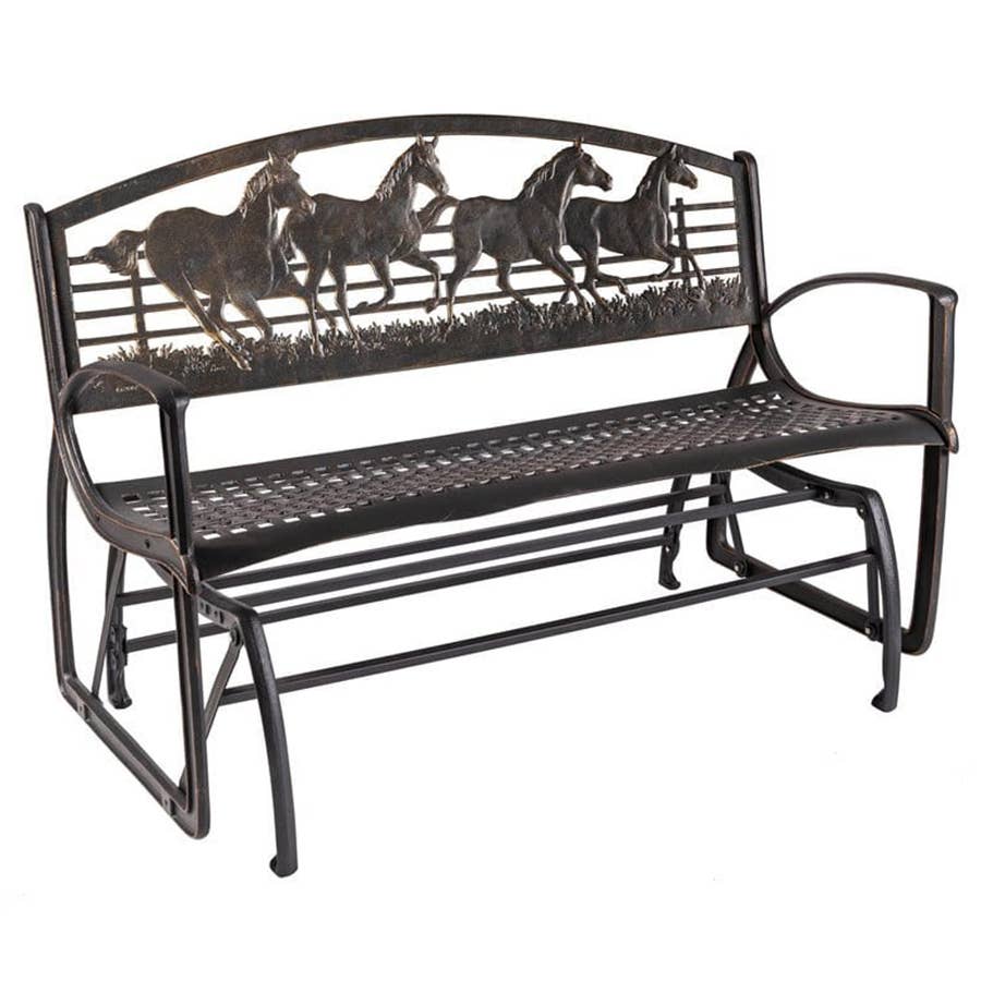 Painted Sky Design Running Horse Glider Bench