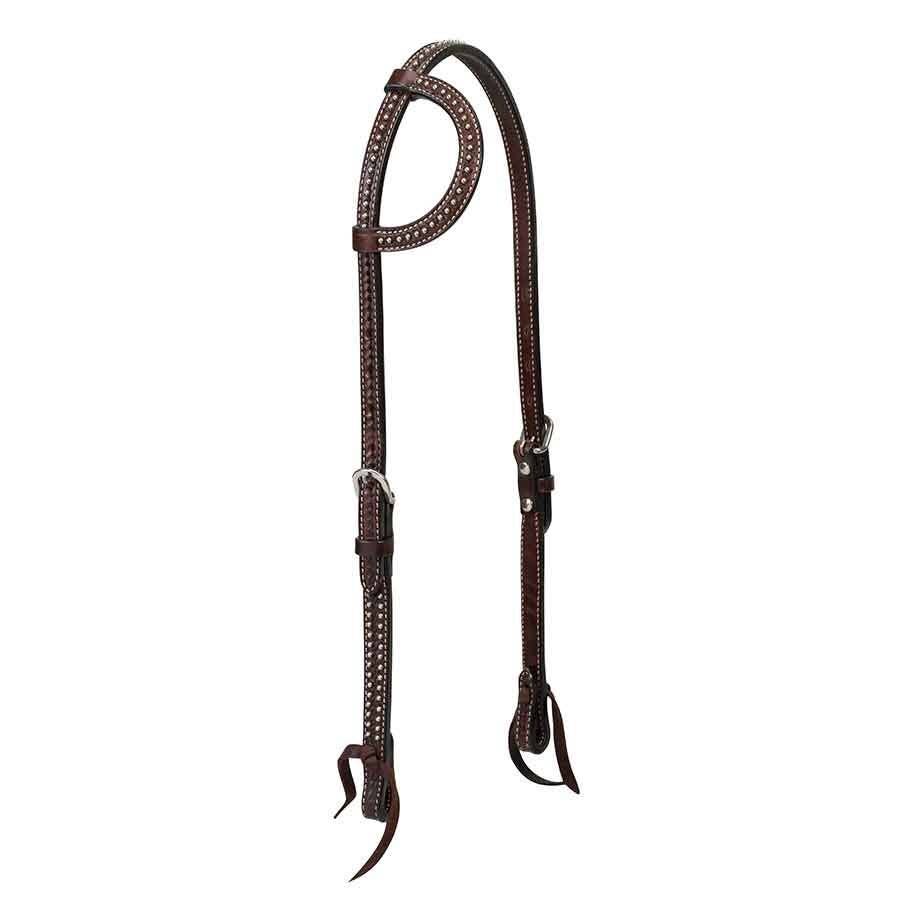 Weaver Turquoise Cross Basketweave Tooled Sliding Ear Headstall