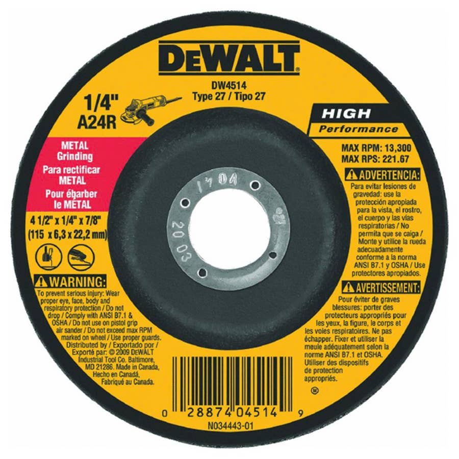 DeWalt General Purpose Wheel - 4 1/2""X1/4"" - Metal Grinding