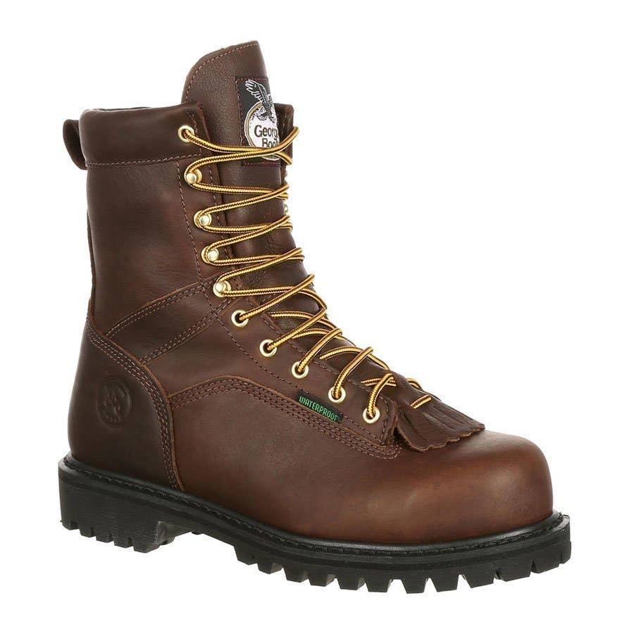 Georgia Men's Waterproof Steel Toe Lace-to-Toe Work Boots - Brown