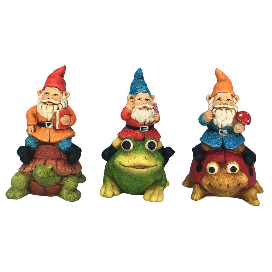 Alpine Gnomes Riding Animals Statuary