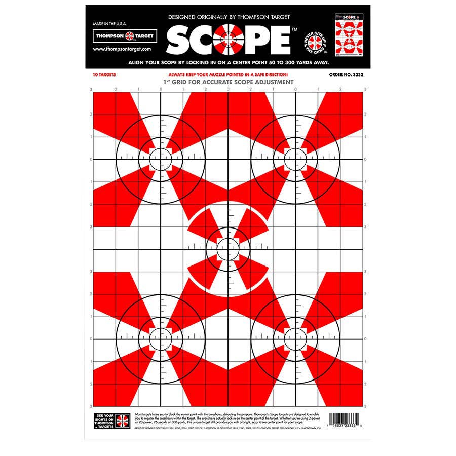 Thompson Target Scope Alignment/Sight-In Paper Shooting Target - 10 pk