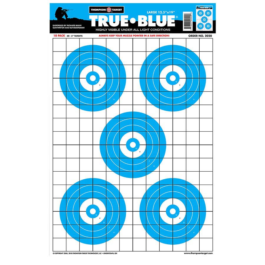 Thompson Target True Blue High Visibility Paper Shooting Target - 10 pk