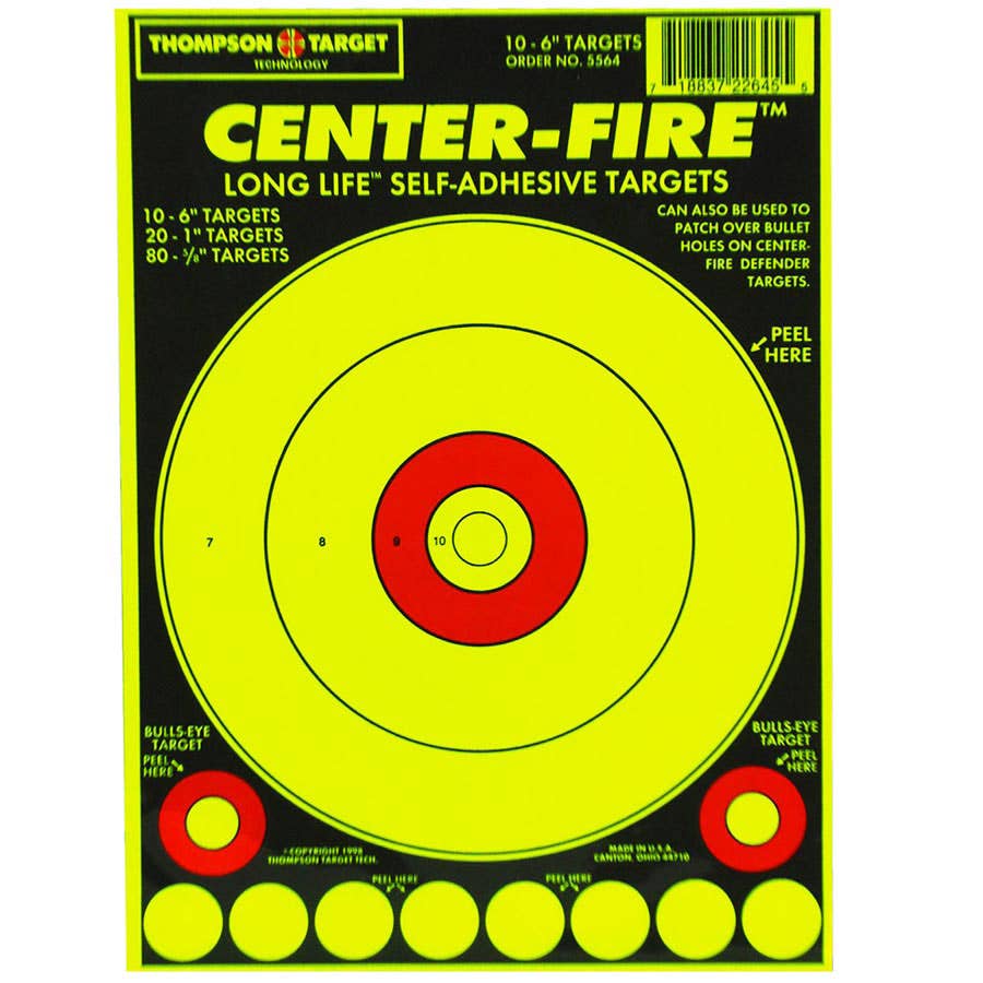 Thompson Target Center-Fire Adhesive Peel and Stick Target - 10 pk