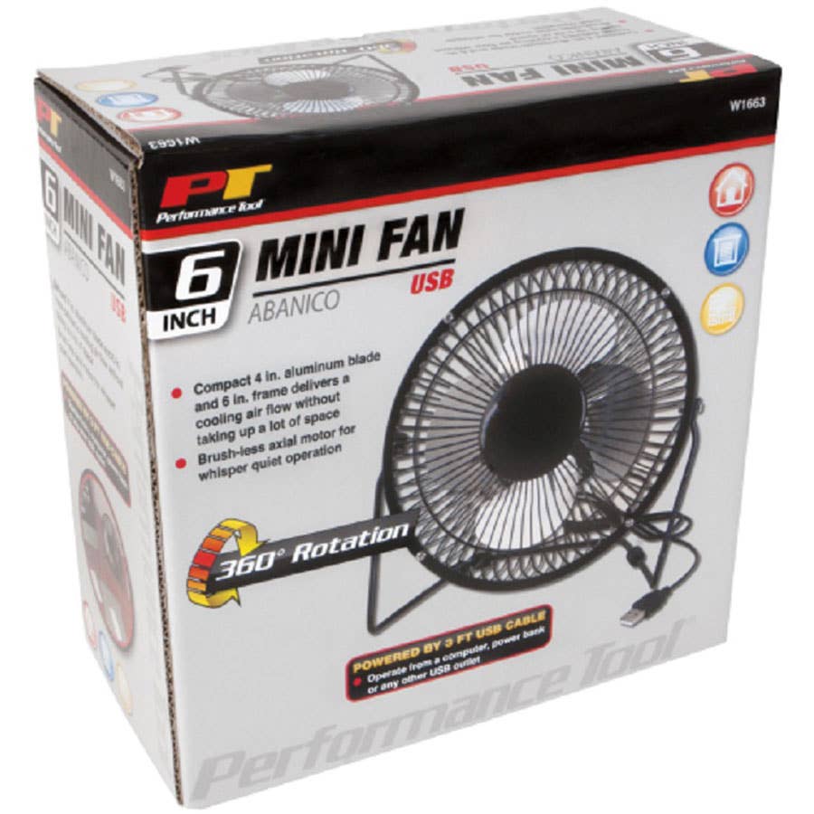 Wilmar Performance Tool USB Mini Fan - 6""
