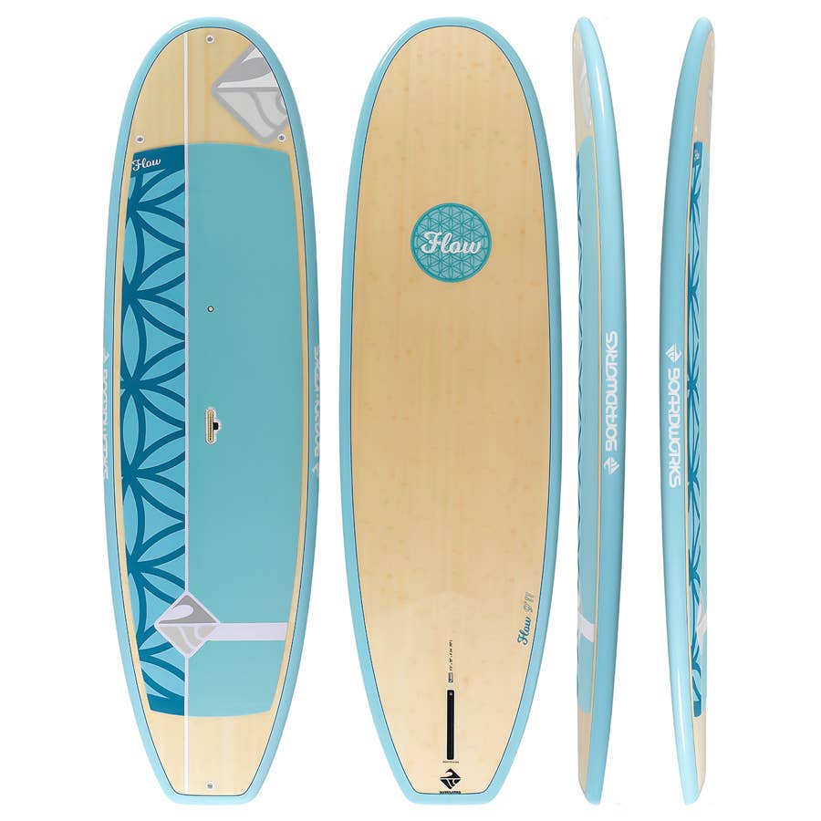 Boardworks Flow Stand Up Paddleboard - Bamboo/Teal/Blue - 9'11""