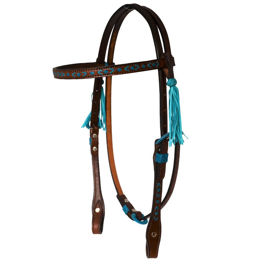 Alamo Saddlery Turquoise Rawhide Southwest Design Headstall