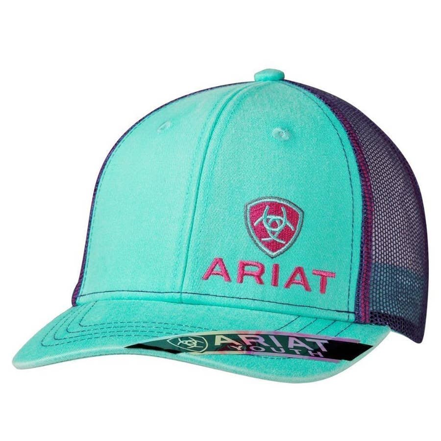 Ariat Girl's Western Offset Shield Logo Baseball Cap - Turquoise
