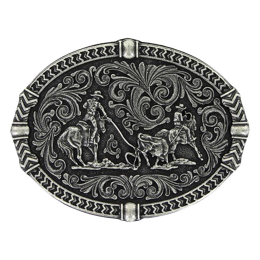Montana Silversmiths Antiqued Tread Team Roper Attitude Buckle