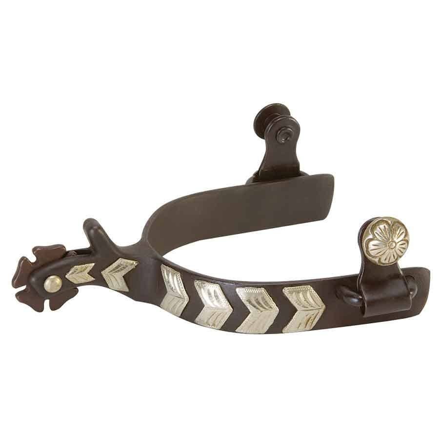 Weaver Men's Antiqued Show Spurs with Engraved German Silver Chevron Trim