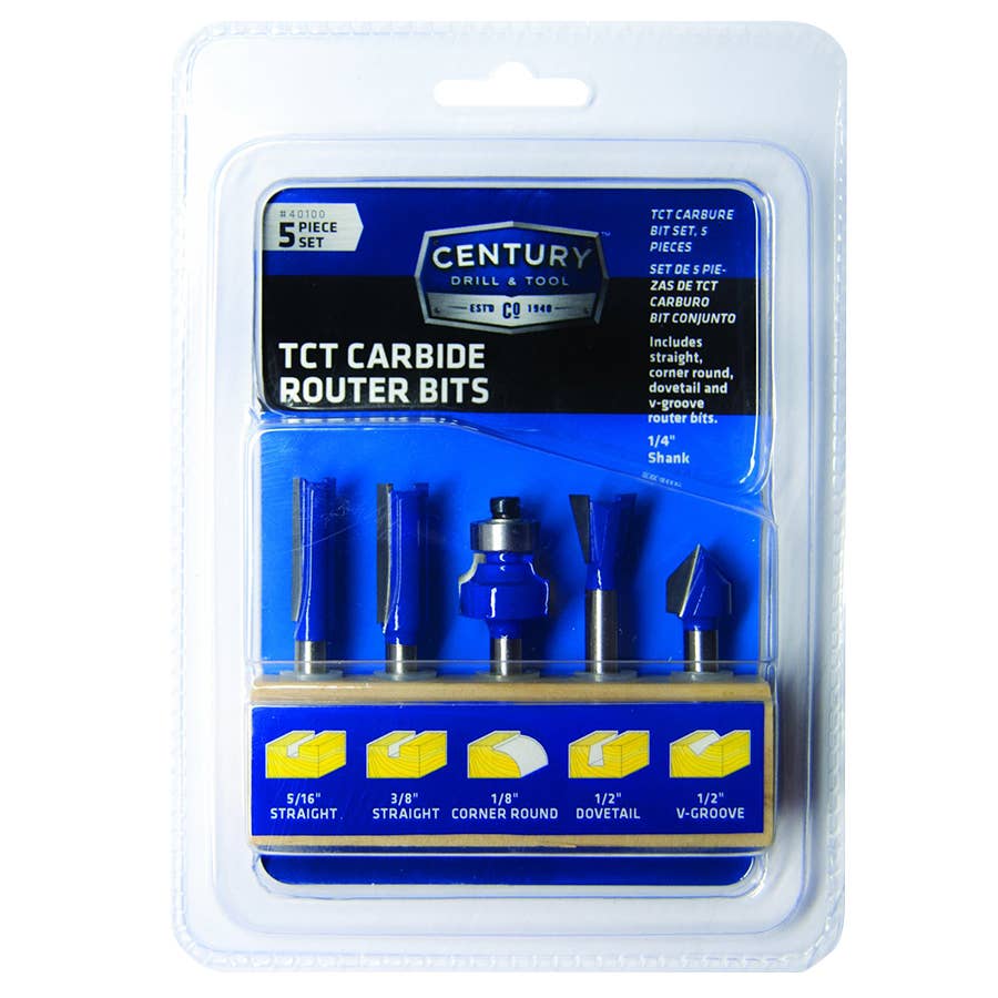 Century Drill and Tool TCT Carbide Router Bit Set - 5 pcs