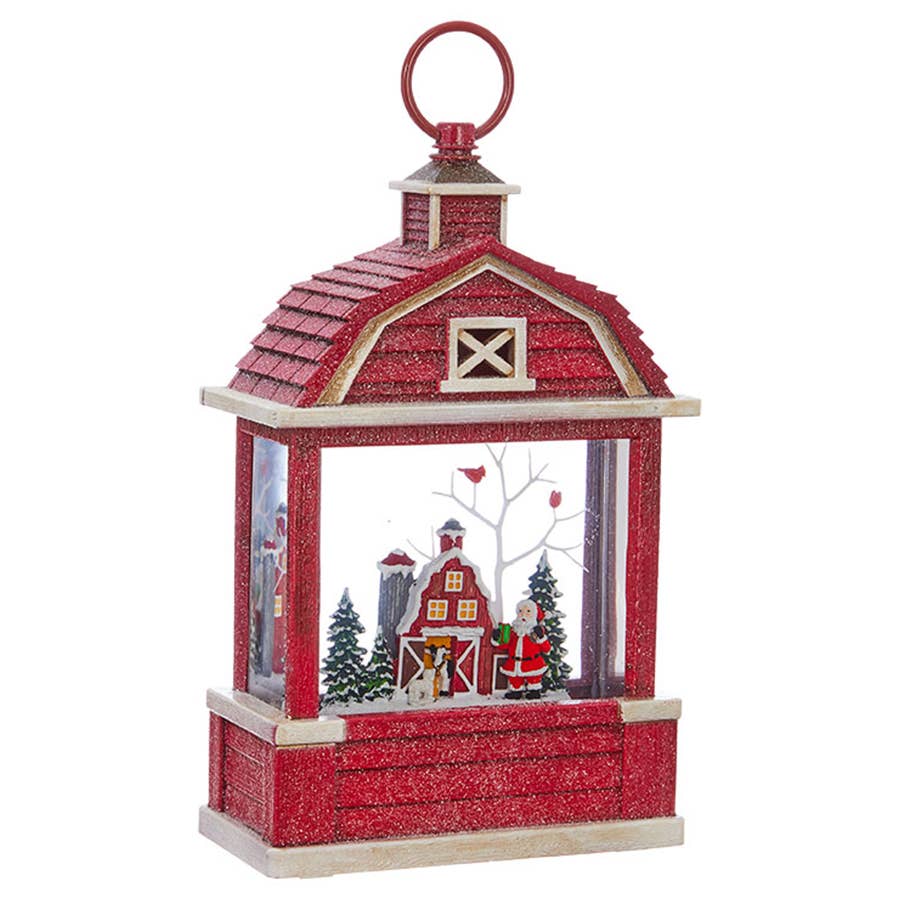 Santa Lighted Water Barn Lantern