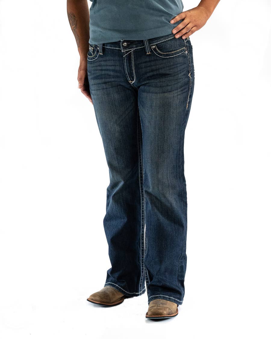 Ariat Women's R.E.A.L. Mid Rise Stretch Whipstitch Boot Cut Jeans