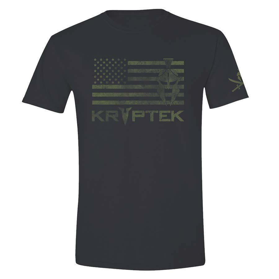 Kryptek Men's Spartan Flag with Cross Sword sleeve T-shirt