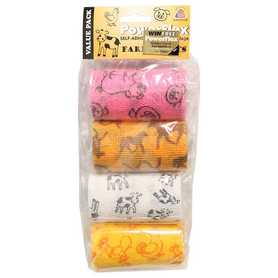 Andover Powerflex Farm Prints Bandage Wrap - 4 pk