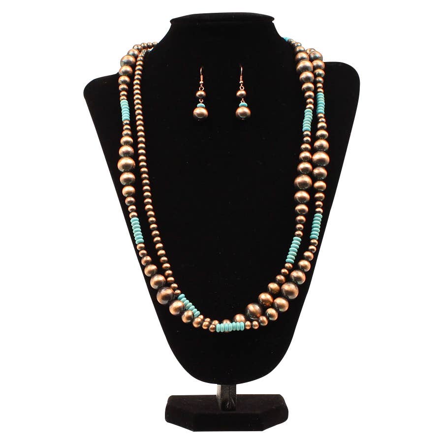 Blazin Roxx Womens's Western Beaded Copper Jewelry Set - Copper Pearl