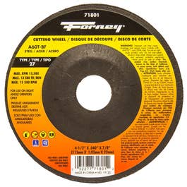Forney A60T-BF Type 27 Angle Grinder Metal Cut-Off Wheel - 4-1/2""