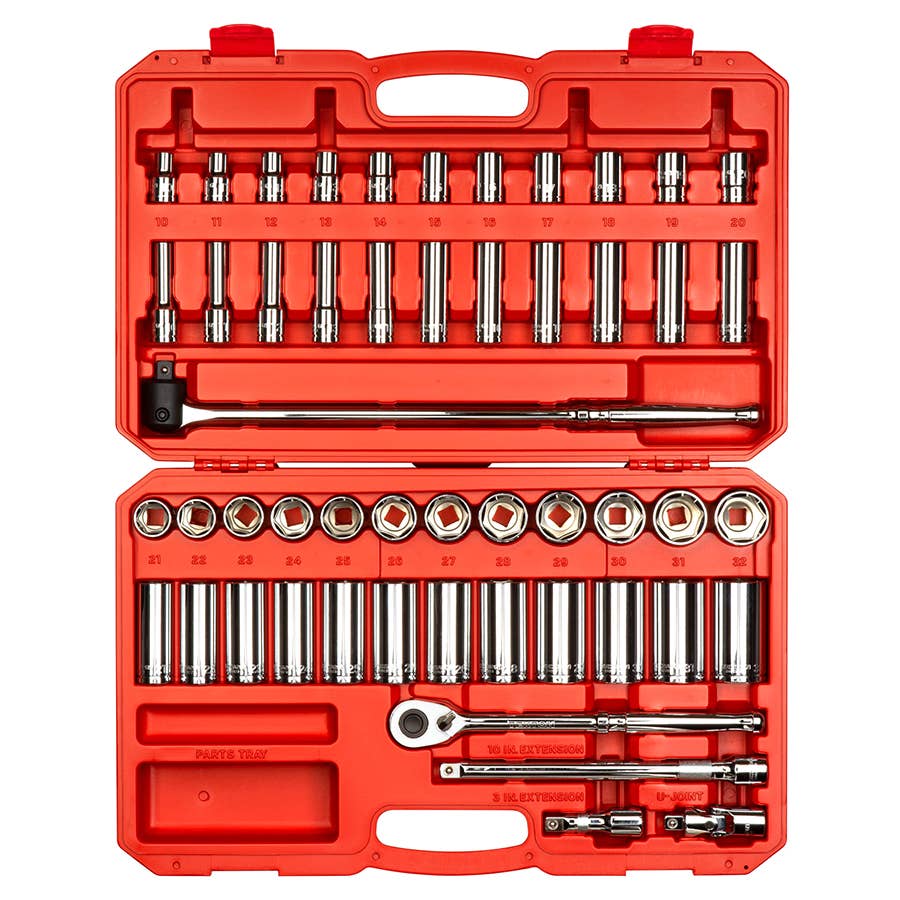 TEKTON 1/2"" Drive 52 pcs 6 Point Socket & Ratchet Set