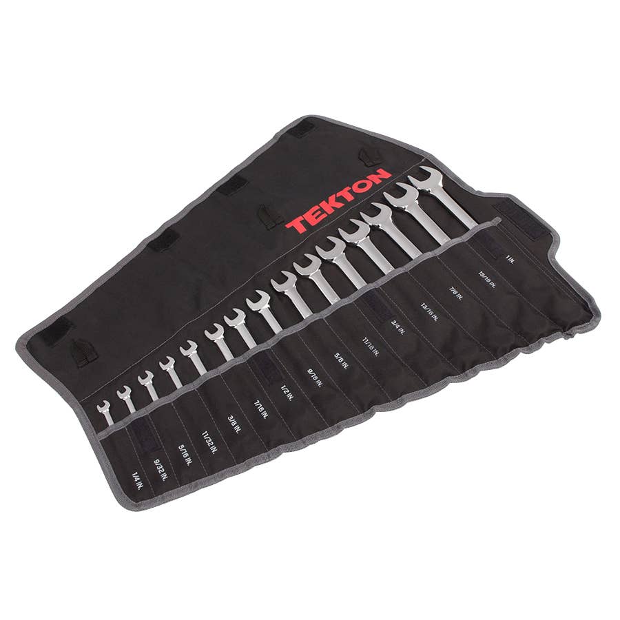 TEKTON Combination Wrench Set with Pouch - 15 pcs