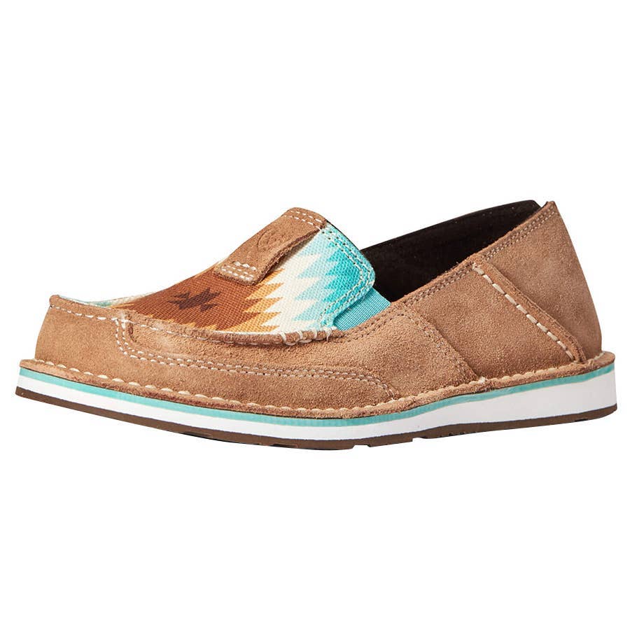 Ariat Women's Slip On Cruiser - Dark Tan Suede/Saddle Blanket Print