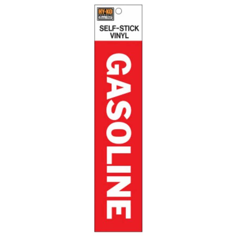 Hy-Ko Vinyl Self Adhesive Gasoline Sign - 2"" x 8""
