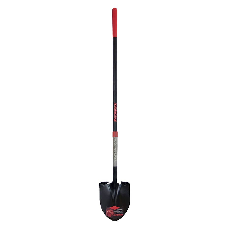 Razor-Back Powerstep Mid-Grip Round Point Shovel with Fiberglass Handle