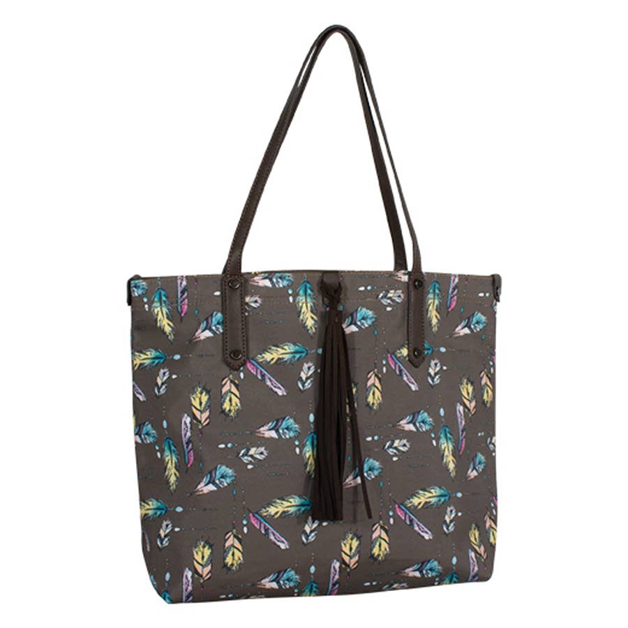 Catchfly Studio Women's Trisha Feathers Print Tote Bag