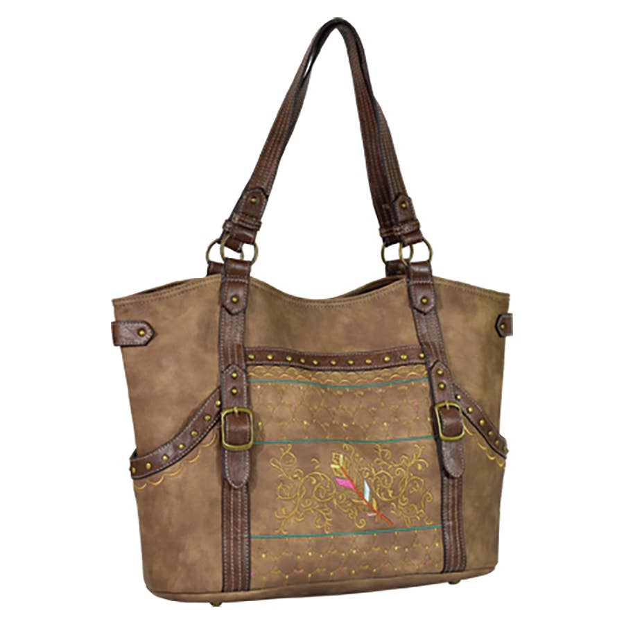 Catchfly Women's Embroidered Pattern Concealed Carry Tote Bag