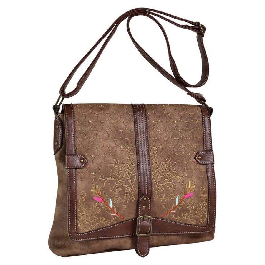 Catchfly Women's Embroidered Pattern Concealed Carry Crossbody Bag