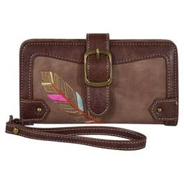 Catchfly Women's Phoenix Embroidered Open Face Wallet