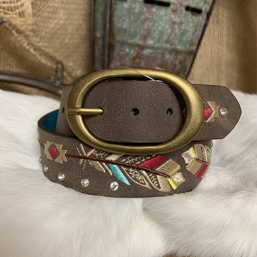 Catchfly Girl's Feather Embroidered Belt