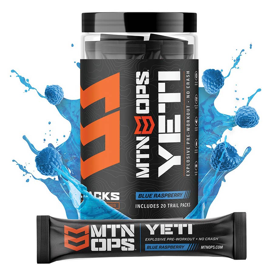MTN OPS Energy Yeti Single Serving - Blue Raspberry - 20 Servings