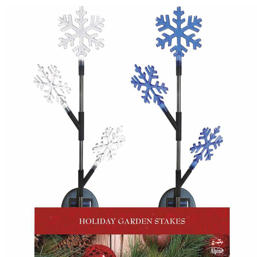 Alpine 3-Tier Solar Snowflake Stake with LED Lights