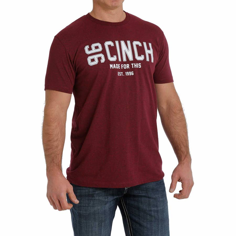 Cinch Men's Short Sleeve Tri-Color Crew Neck Front Logo T-Shirt