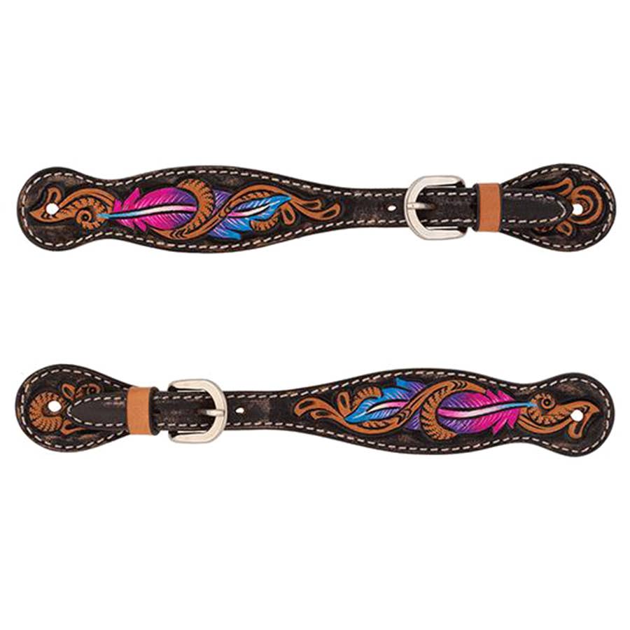 Weaver Leather Turquoise Cross Twisted Feather Ladie's Spur Straps
