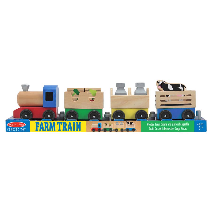 Melissa & Doug Wooden Farm Train Toy Set