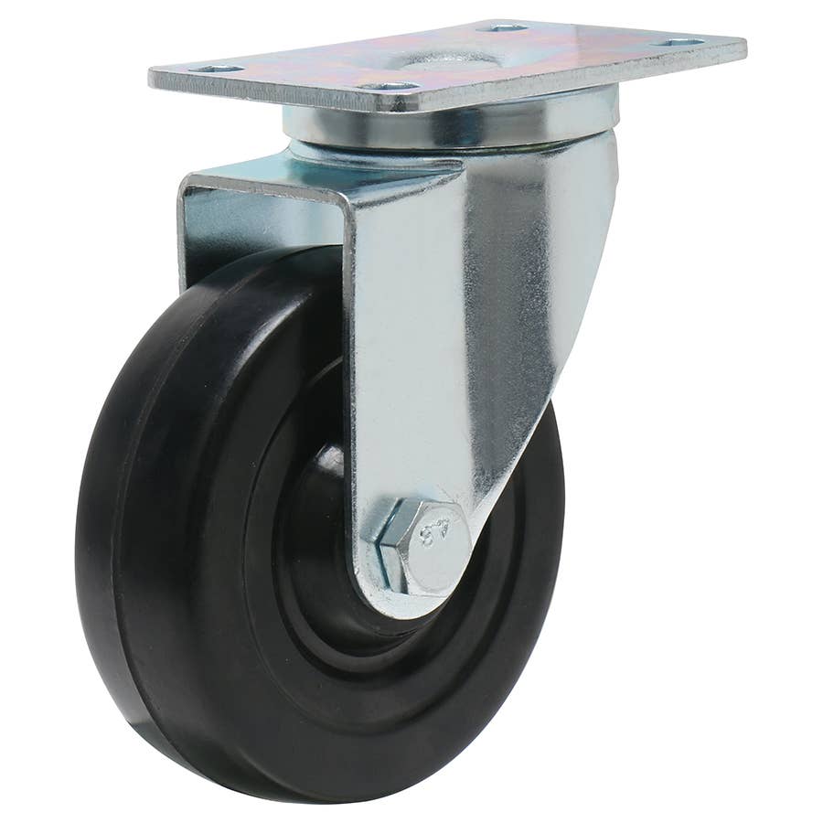 Precision Casters Rubber Swivel Plate Caster