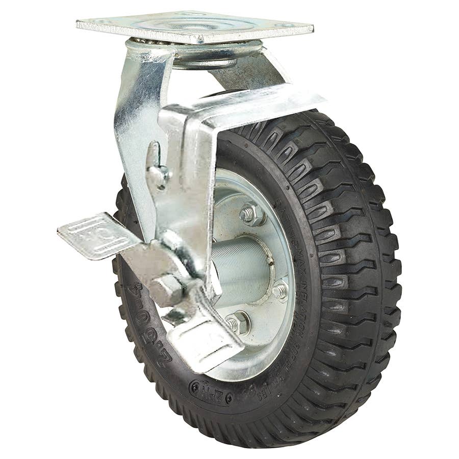 Precision Casters Pneumatic Swivel Plate Caster w/Brake