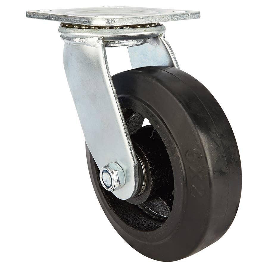 Precision Casters Rubber Swivel Plate Caster