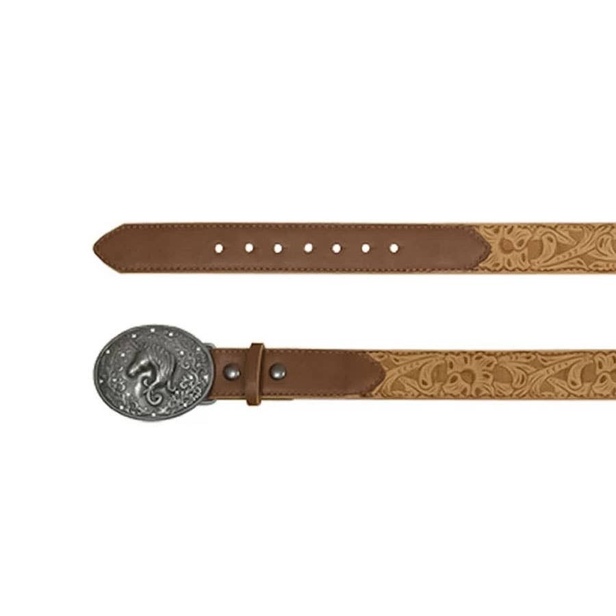 Catchfly Girl's Light Tan Tooled Belt