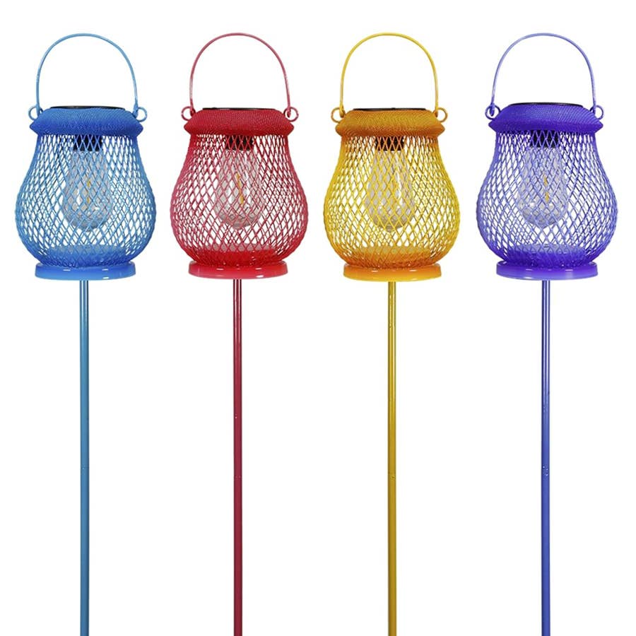 Alpine Solar Colorful Mesh Lantern Stake (Assorted)