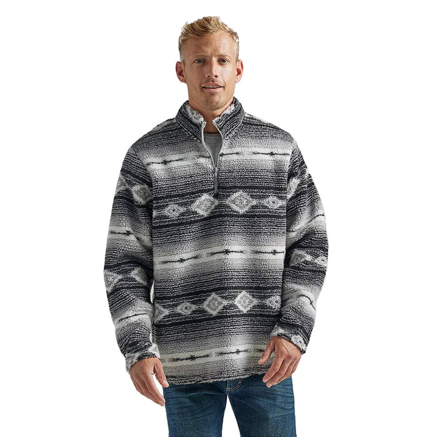 Wrangler Men's Quarter Zip Print Sherpa Jacket