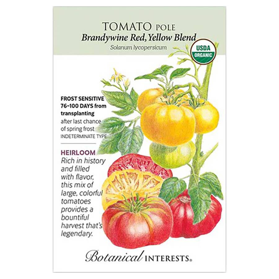 Botanical Interests Brandywine Red & Yellow Blend Pole Tomato Seeds