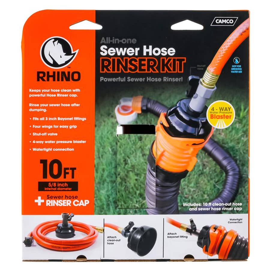 Camco RhinoFlex Clean Out Hose With Rinser Cap