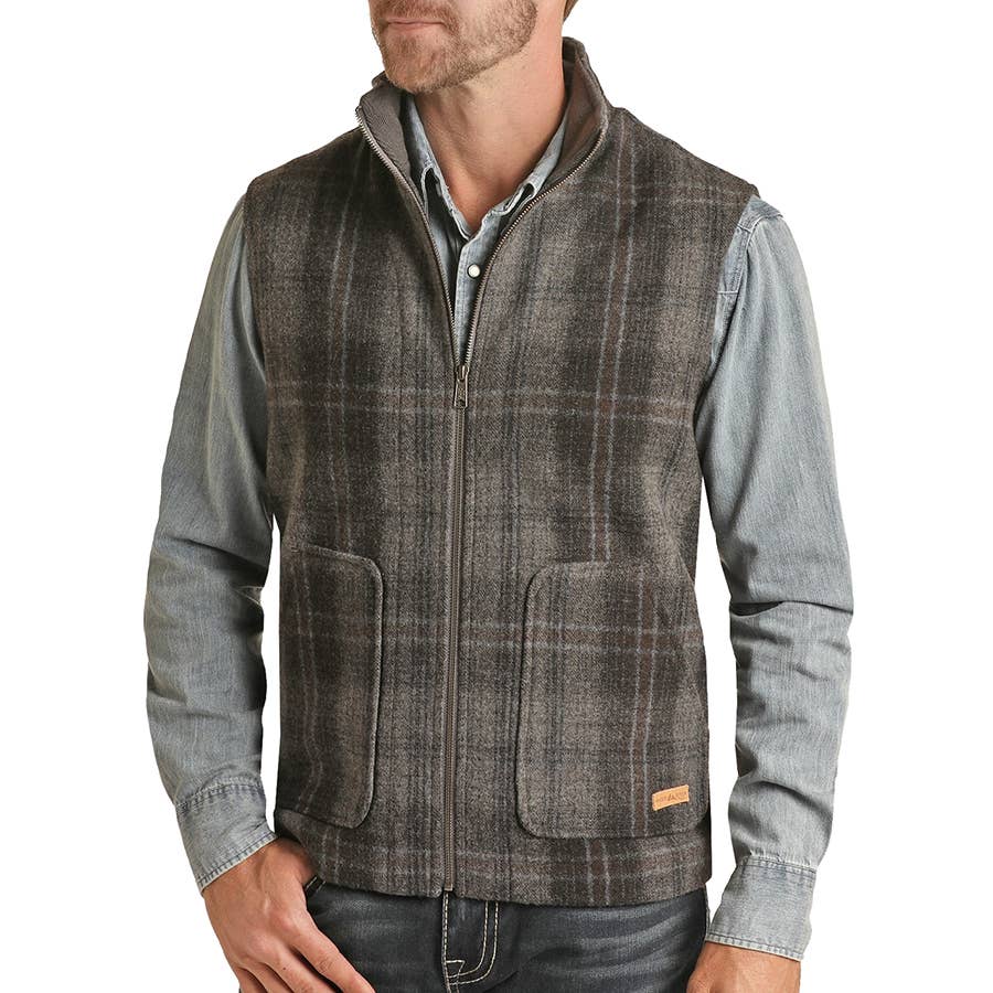 Powder River Outfitter Men's Plaid Wool Vest