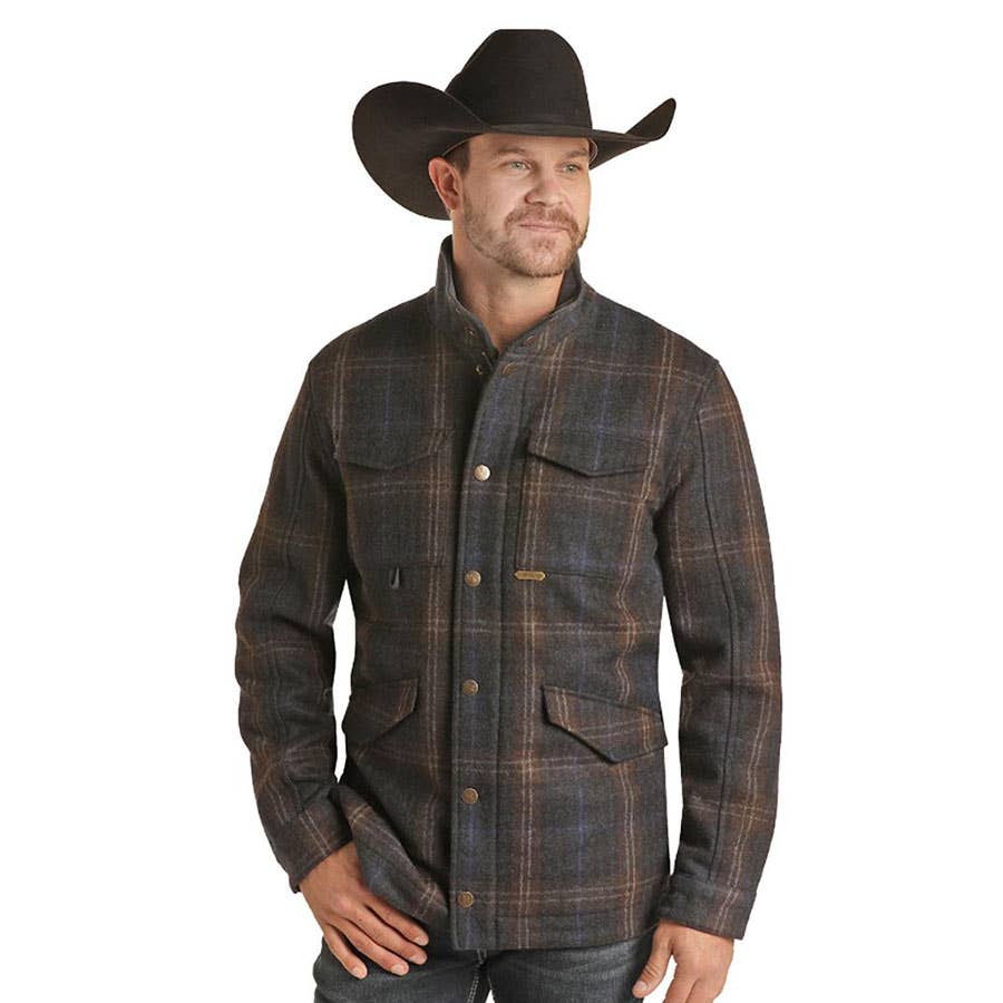 Powder River Outfitter Men's Plaid Wool Coat