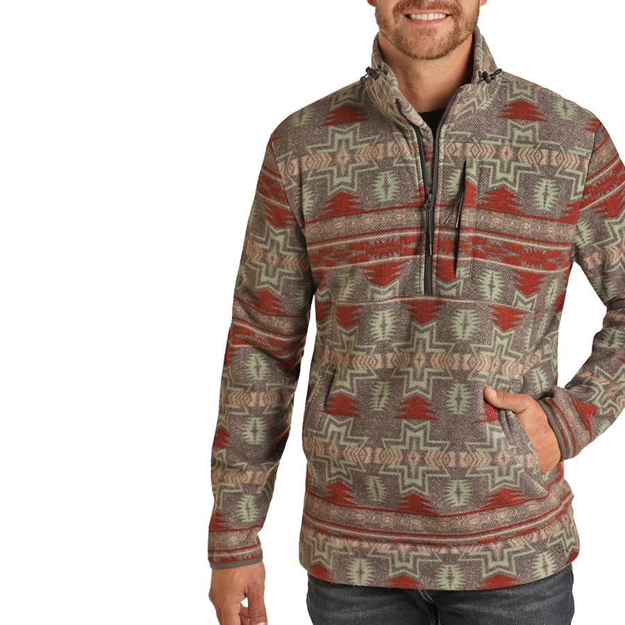 Powder River Outfitter Men's Printed Aztec Fleece Pullover