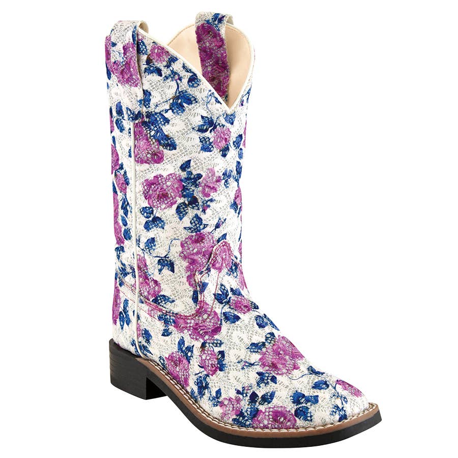 Old West Girl's Flower Western Boots