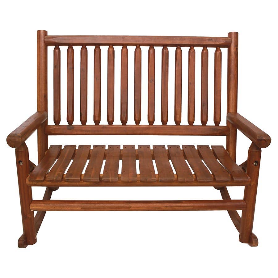 Leigh Country Log Porch Double Rocker-Amber