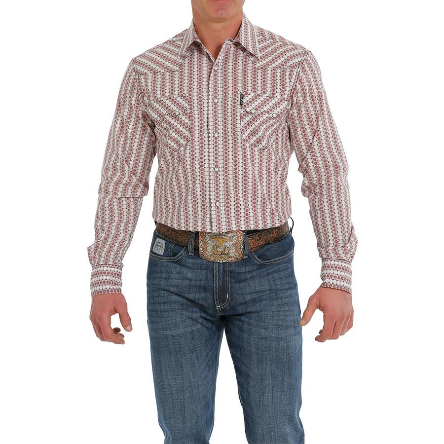 Cinch Men's Long Sleeve Modern Fit Striped Shirt